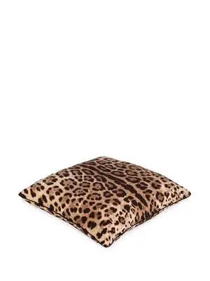 Dolce & Gabbana Leopard-print Silk Twill Cushion - Brown