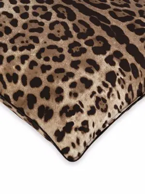 Dolce & Gabbana Leopard-print Silk Twill Cushion - Brown