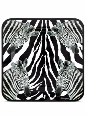 Dolce & Gabbana Medium Zebra-print Wood Tray - Black