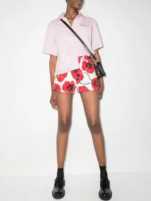 Kenzo Poppy-print Mini Shorts - White