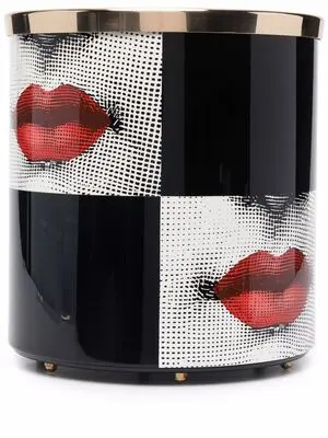 FORNASETTI Kiss Paper Basket - Black