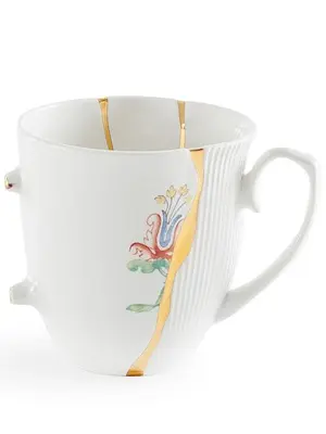 SELETTI Floral-print Porcelain Cup - White