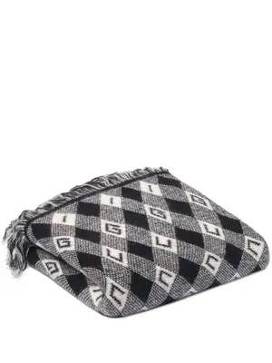 Gucci Logo-intarsia Checked Blanket - Black