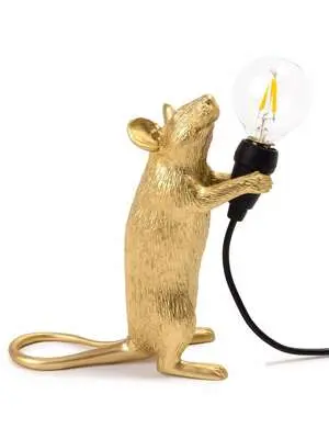 SELETTI Standing Mouse Lamp - Gold