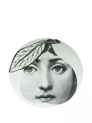 FORNASETTI Pear-shaped Face Print Plate - White