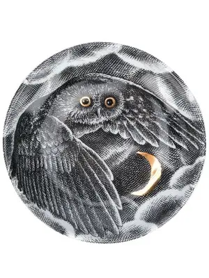FORNASETTI Owl Print Round Ashtray - White