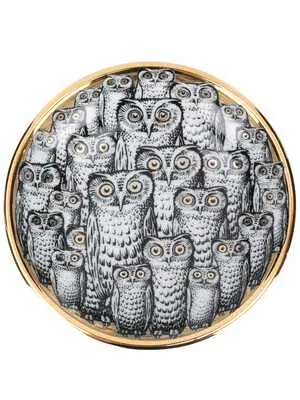 FORNASETTI Owl Print Round Ashtray - White