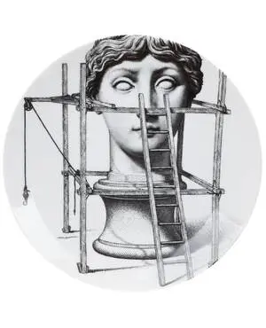 FORNASETTI Face Print Plate - White