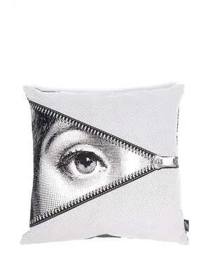 FORNASETTI Zipper Face Print Cushion