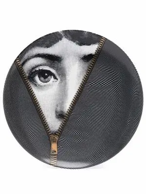 FORNASETTI Face Print Plate - Black
