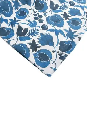 La DoubleJ Wildbird-print Linen Tablecloth - Blue