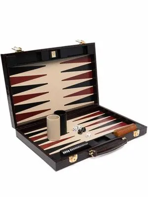 ASPINAL OF LONDON 17 Crocodile-embossed Backgammon Set