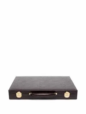 ASPINAL OF LONDON 17 Crocodile-embossed Backgammon Set