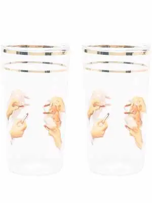 SELETTI Lipsticks Glass Set - White
