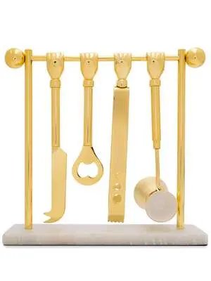 Jonathan Adler Barbell Barware Set - Gold