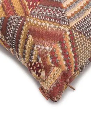 Missoni Geometric Patchwork Embroidered Cushion - Brown