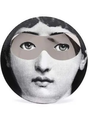 FORNASETTI Graphic-print Porcelain Wall Plate - Black