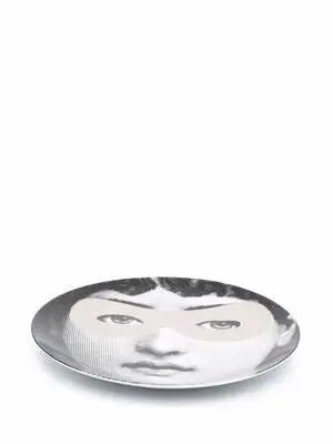 FORNASETTI Graphic-print Porcelain Wall Plate - Black