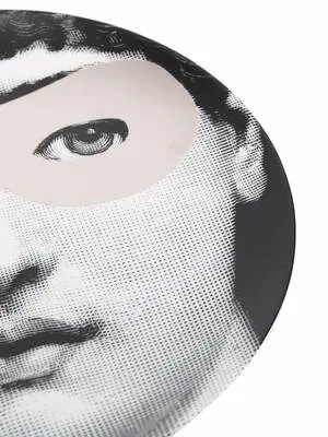 FORNASETTI Graphic-print Porcelain Wall Plate - Black