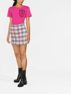 Moschino Flocked-teddy Logo T-shirt - Pink
