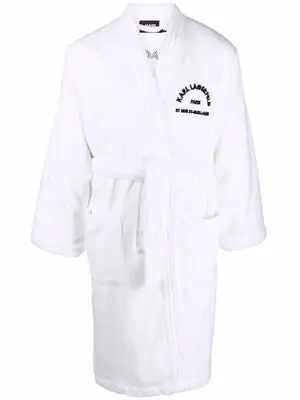 Karl Lagerfeld Logo-print Towelling Robe - White