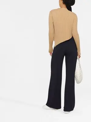 Stella McCartney Asymmetrical Ribbed High Neck Top - Neutrals
