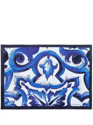 Dolce & Gabbana Blu Mediterraneo-print Placemat And Napkin Set - Blue