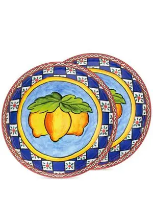 Dolce & Gabbana Carretto-print Soup Plates - Blue
