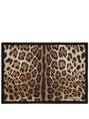 Dolce & Gabbana Leopard-print Placemat And Napkin Set - Brown