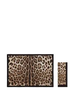 Dolce & Gabbana Leopard-print Placemat And Napkin Set - Brown