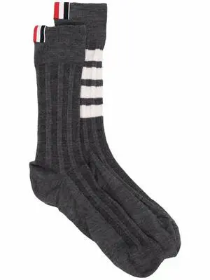 Thom Browne 4-bar Striped Ankle Socks - Grey