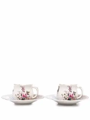 SELETTI Hybrid Contrast-print Tea Sets - White
