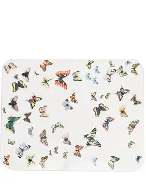 FORNASETTI Butterfly-print Wood Tray - White