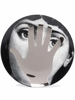 FORNASETTI Graphic-print Porcelain Wall Plate - Black