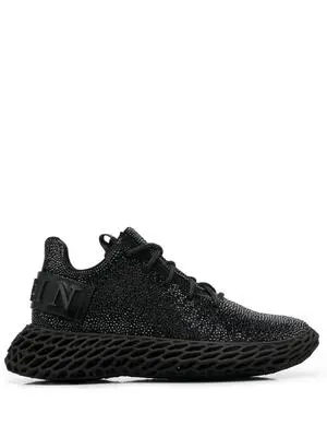 Philipp Plein Crystal-embellished Leather Sneakers