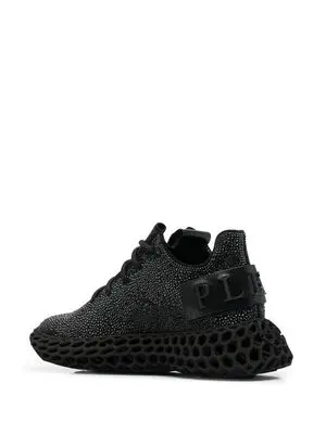 Philipp Plein Crystal-embellished Leather Sneakers