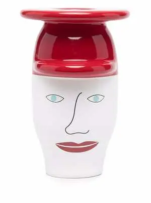 BOSA Face-print Ceramic Candle Holder - Red