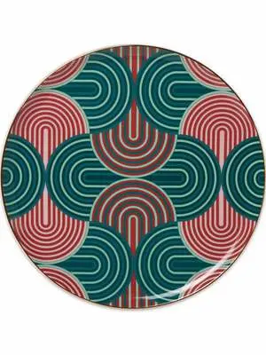 La DoubleJ Graphic-print Serving Platter Green