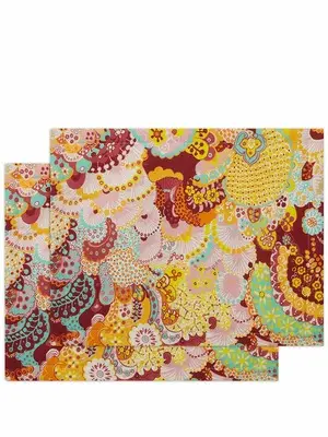 La DoubleJ Set Of 2 Abstract-print Table Mats - Pink