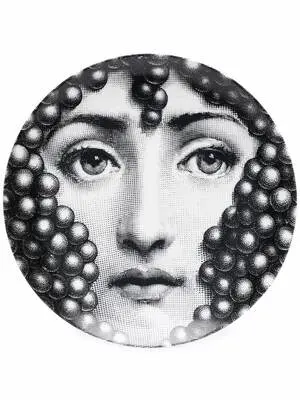 FORNASETTI Graphic Porcelain Plate - Black