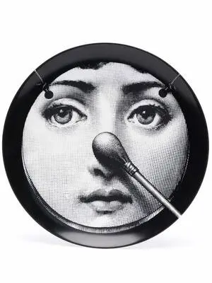 FORNASETTI Graphic Porcelain Plate - Black