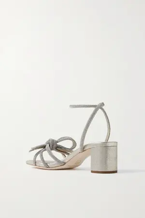 LOEFFLER RANDALL Mikel Crystal-embellished Metallic Suede Sandals - Silver