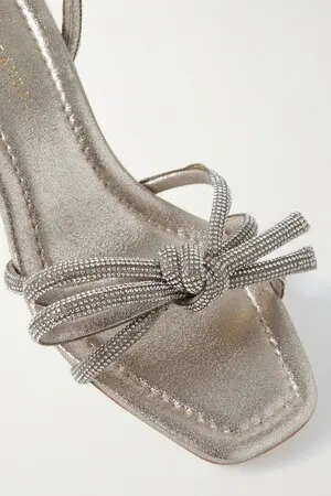 LOEFFLER RANDALL Mikel Crystal-embellished Metallic Suede Sandals - Silver