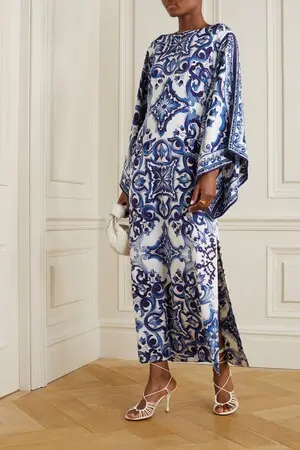 Dolce & Gabbana Maiolica Printed Stretch-silk Kaftan