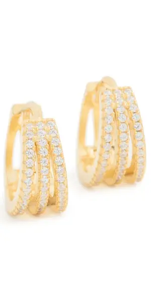 ADINA'S JEWELS Pave Tripe Row Huggie Earrings
