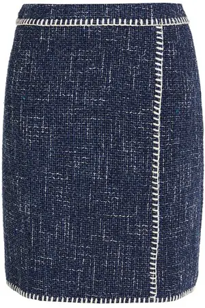 Moschino Wrapeffect Cottonblend Tweed Mini Skirt - Navy
