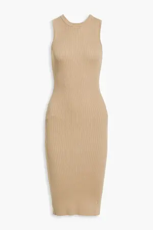 Monrow Ribbedknit Midi Dress - Beige