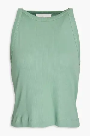Ba&sh Ribbed Jersey Halterneck Tank - Light Green