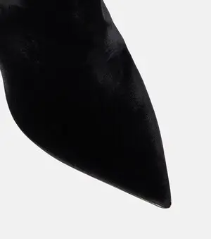 Balmain Robin Monogram Velvet Knee-high Boots