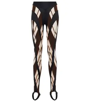 MUGLER Paneled Mesh And Jersey Leggings